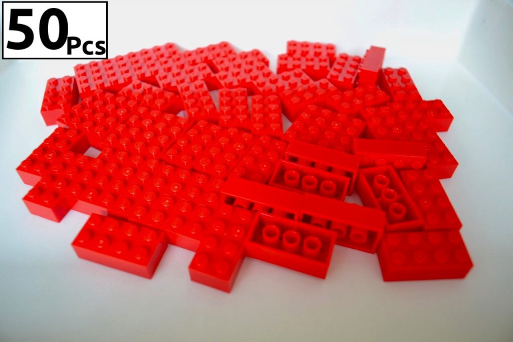 50 pieces LEGO® 2×4 Bricks 3001 Red - Build and Play Australia